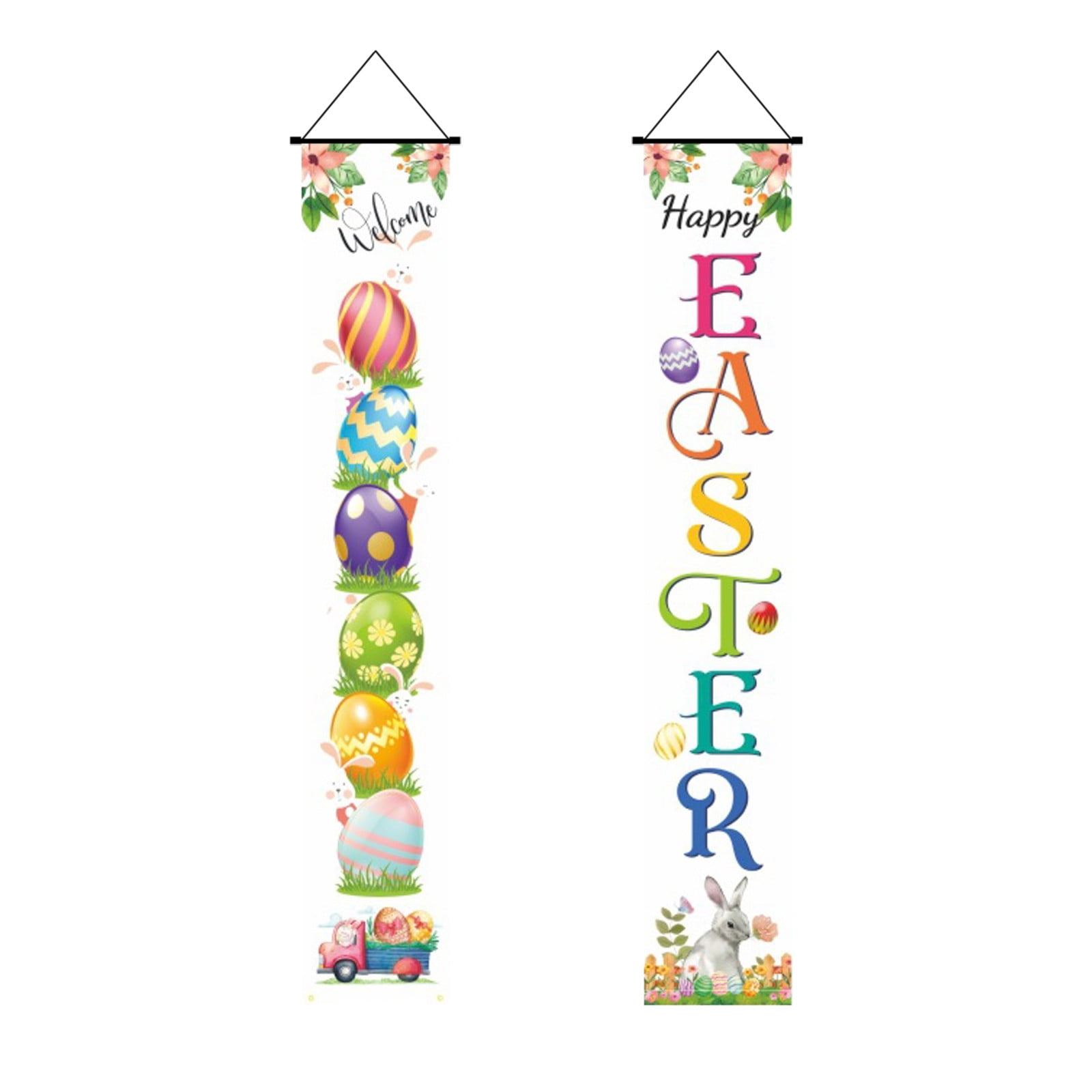 4/3/2/1 Sets Happy Easter Porch Sign Banner Easter Decorations Welcome ...