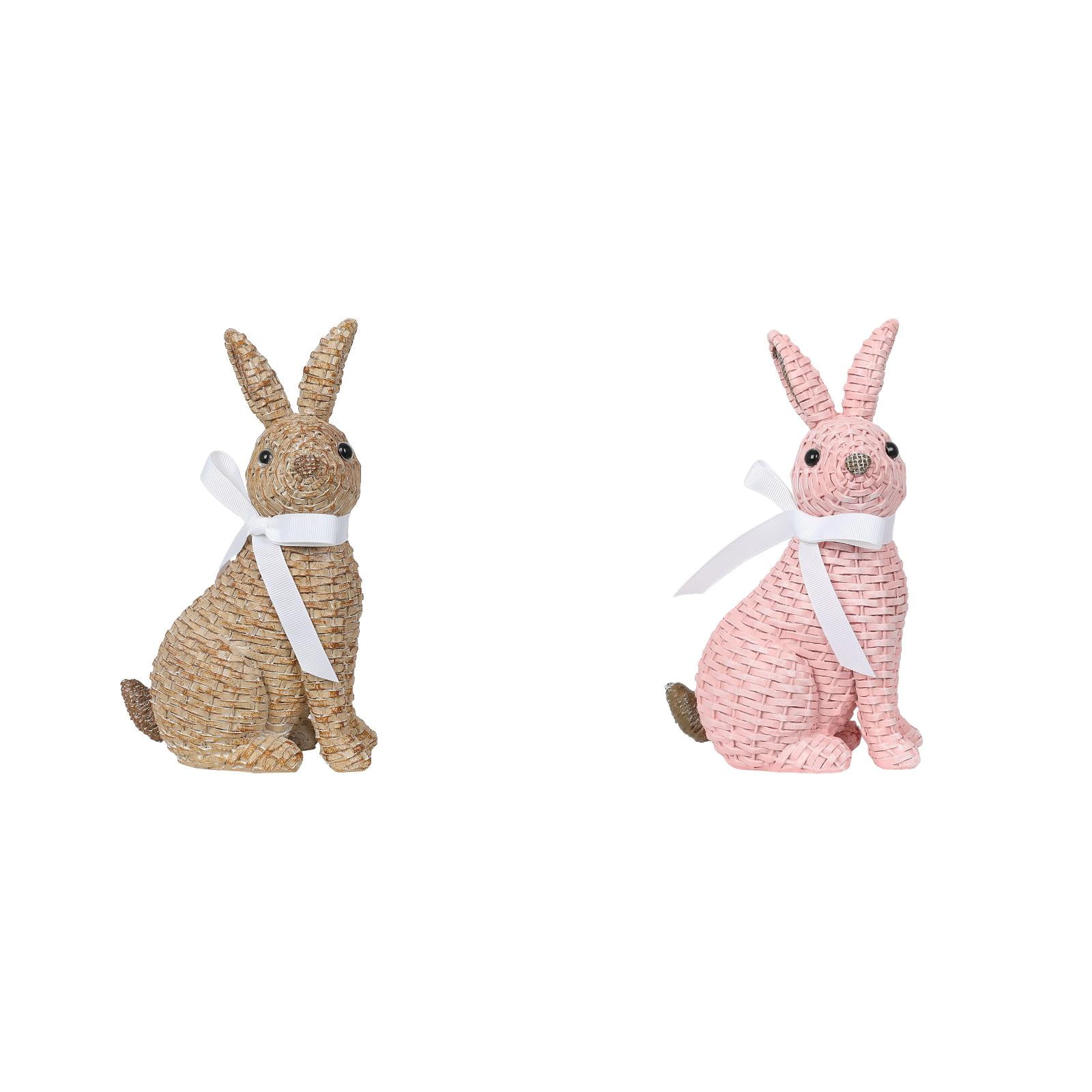 4/3/2/1PCS Rattan Effect Resin Bunny Statue Decor Easter Table ...