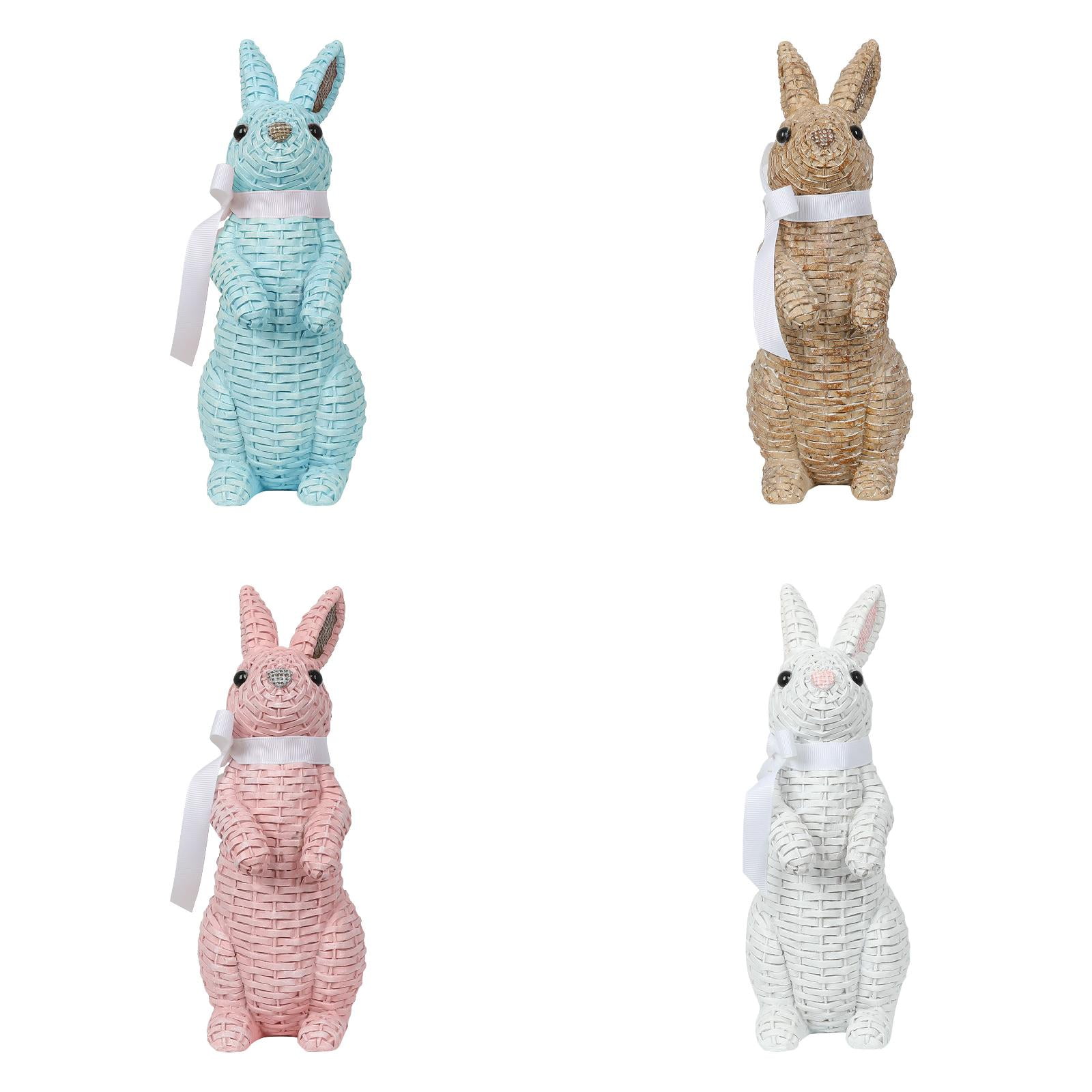 4/3/2/1PCS Rattan Effect Resin Bunny Statue Decor Easter Table ...