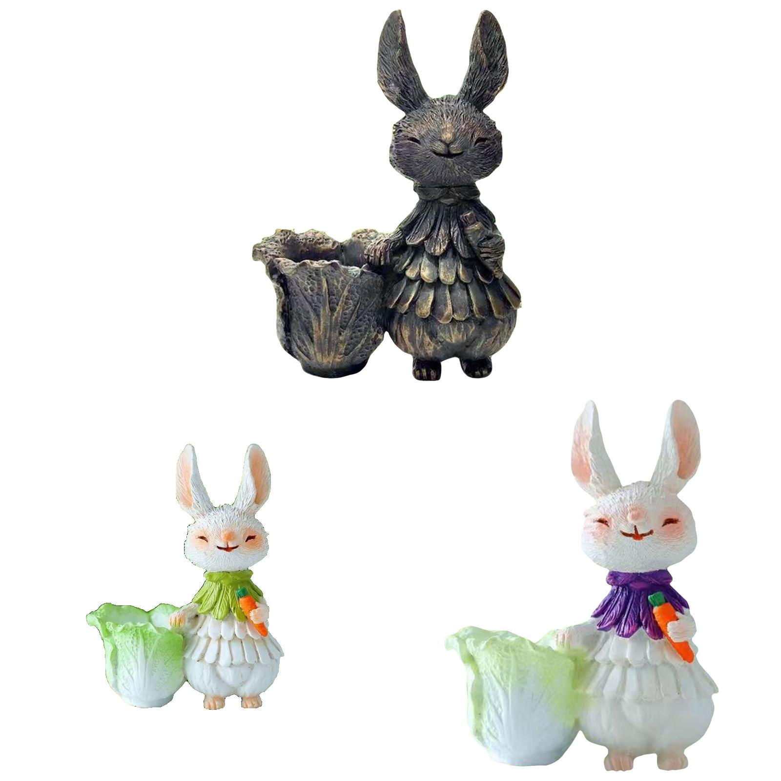 4/3/2/1pcs Easter Bunny Figurine Resin Bunny Cabbage Bucket Flower Pot ...