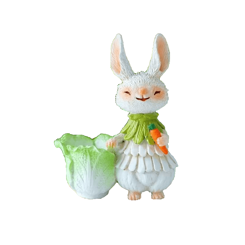 4/3/2/1pcs Easter Bunny Figurine Resin Bunny Cabbage Bucket Flower Pot ...