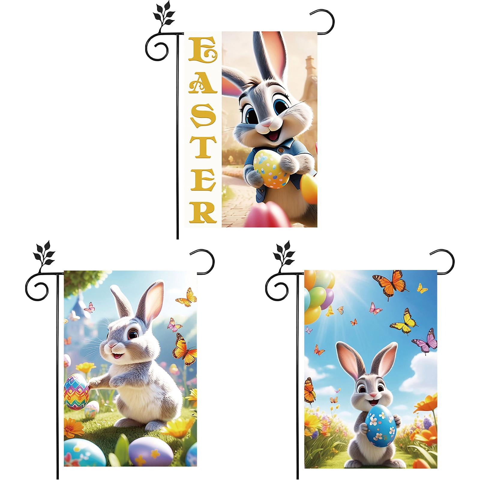 4/3/2/1pcs Easter Bunny Garden Flag 12x18 Inch Double-Side Outdoor ...