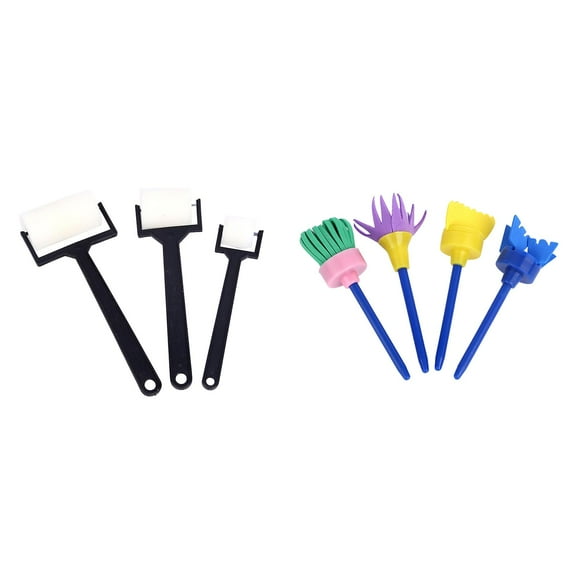 4/3/2/1pcs Kids Paint Brushes Sponge Paint Roller Brush Washable ...