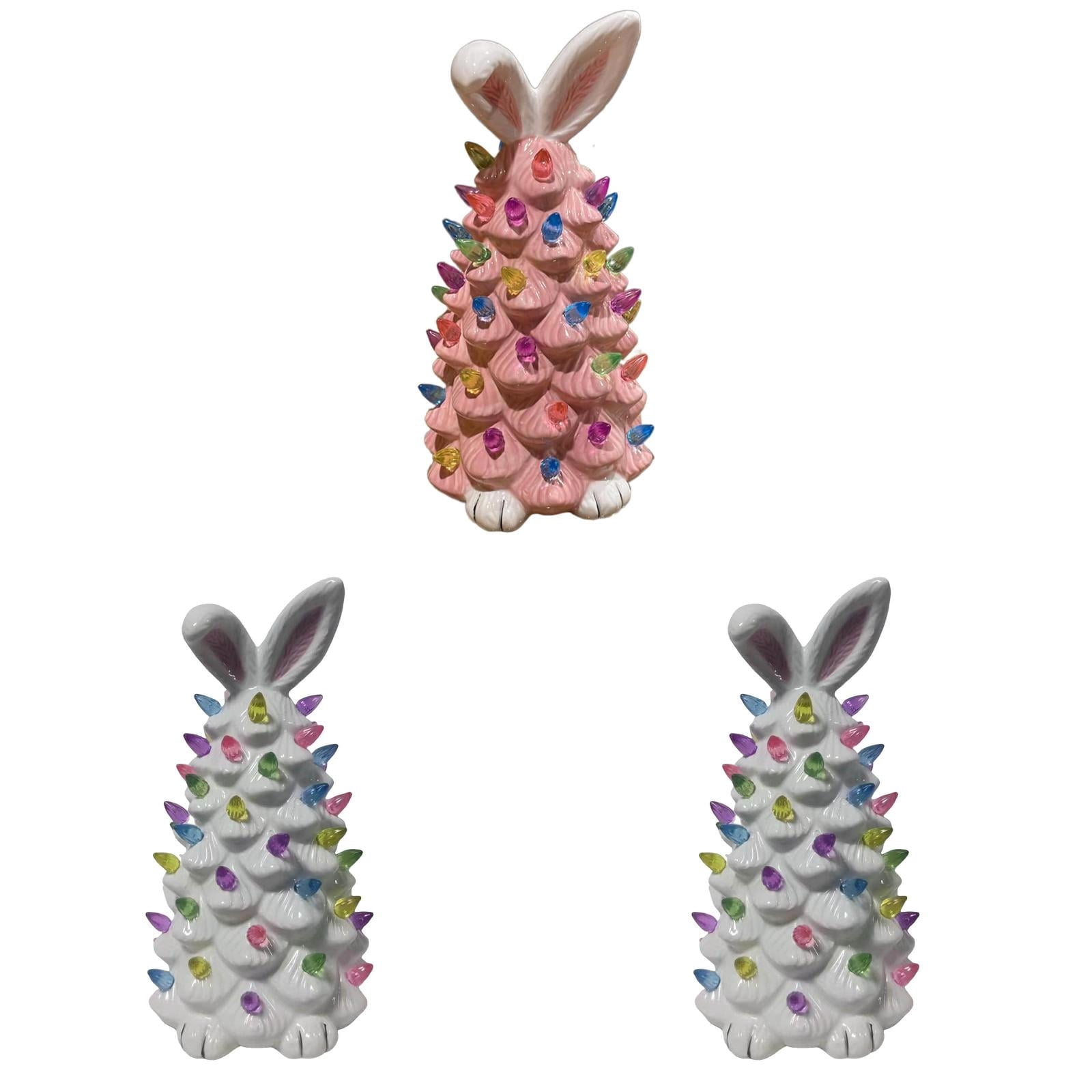 4/3/2/1pcs Lighted Easter Bunny Tree 6 Inch Ceramic Figurines Tabletop ...