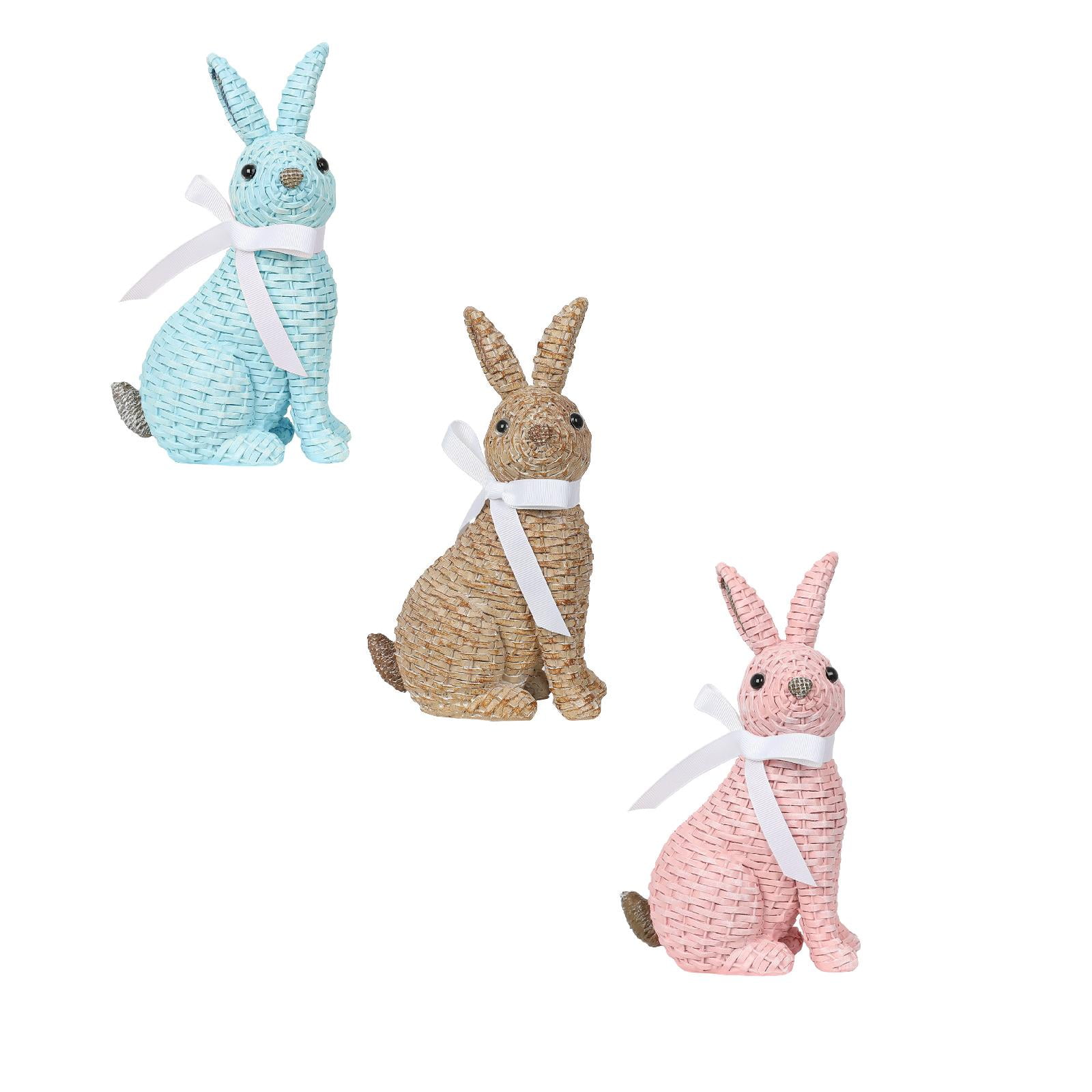 4/3/2/1pcs Rattan Effect Resin Bunny Easter Decor Rabbit Sculpture ...