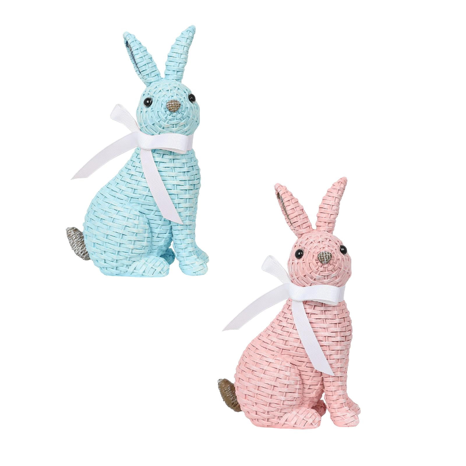 4/3/2/1pcs Rattan Effect Resin Bunny Easter Decor Rabbit Sculpture ...