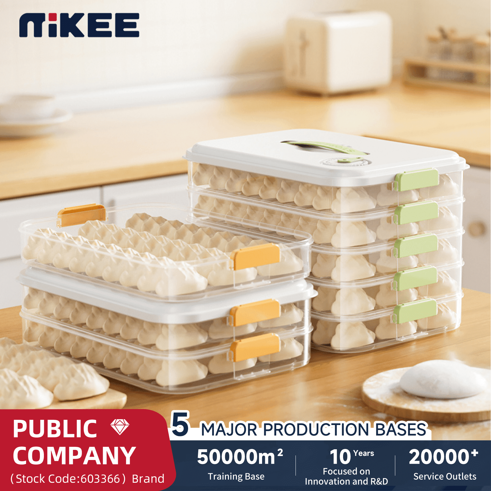 4/3/2-Tier Stackable Dumpling Containers Set, Airtight Freezer-Safe ...