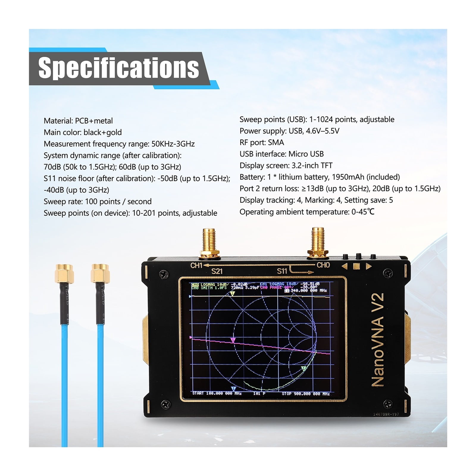 4.3/3.2/2.8In Screen 3G Vector Network Analyzer S-A-A-2 VNA V2 Antenna ...