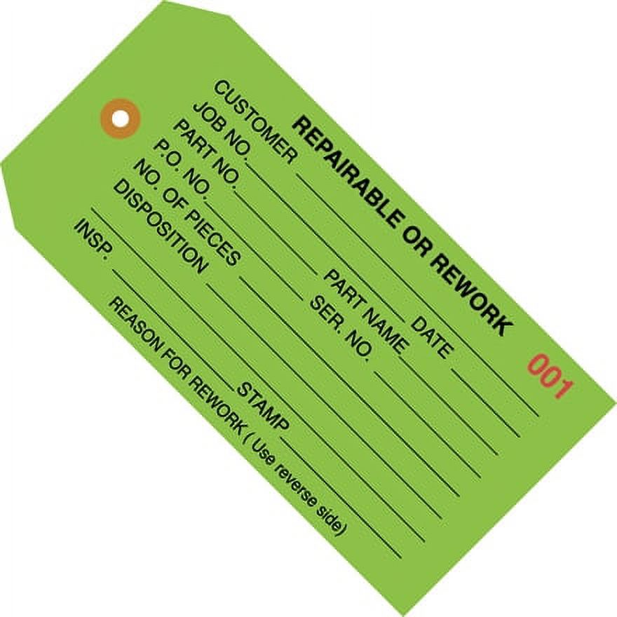4 3/4" x 2 3/8" "Repairable or Rework" - Inspection Tags 1000 Per Pack ...