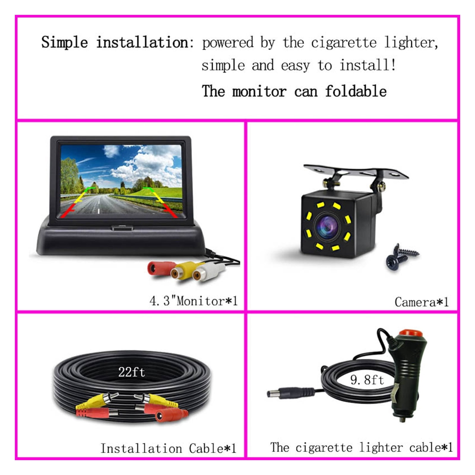 4.3/5 Inch Car LCD Monitor Rear View Backup Camera For Vehicle Van ...