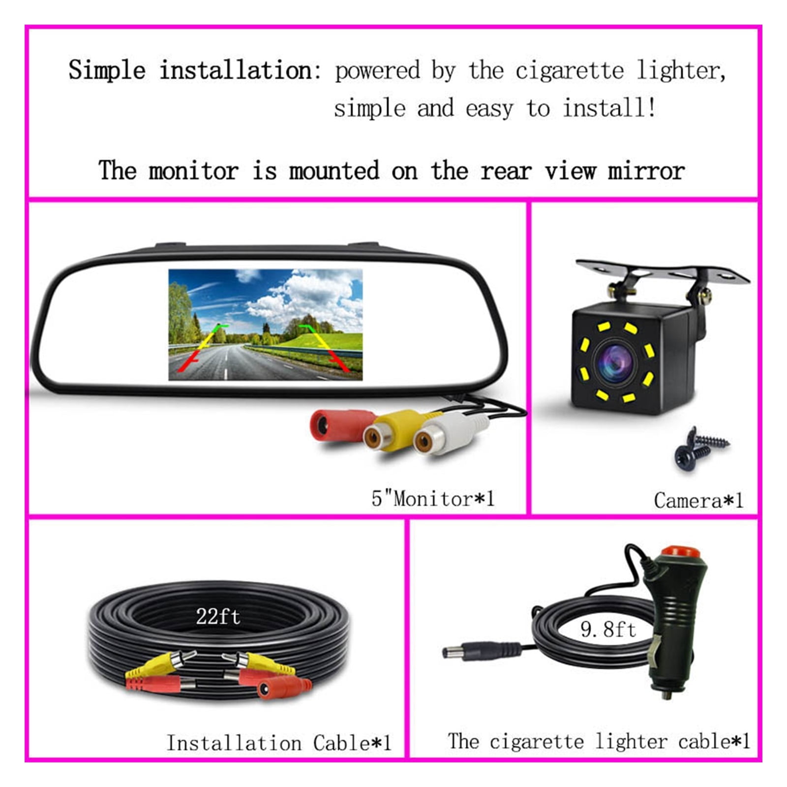 4.3/5 Inch Car LCD Monitor Rear View Backup Camera For Vehicle Van ...