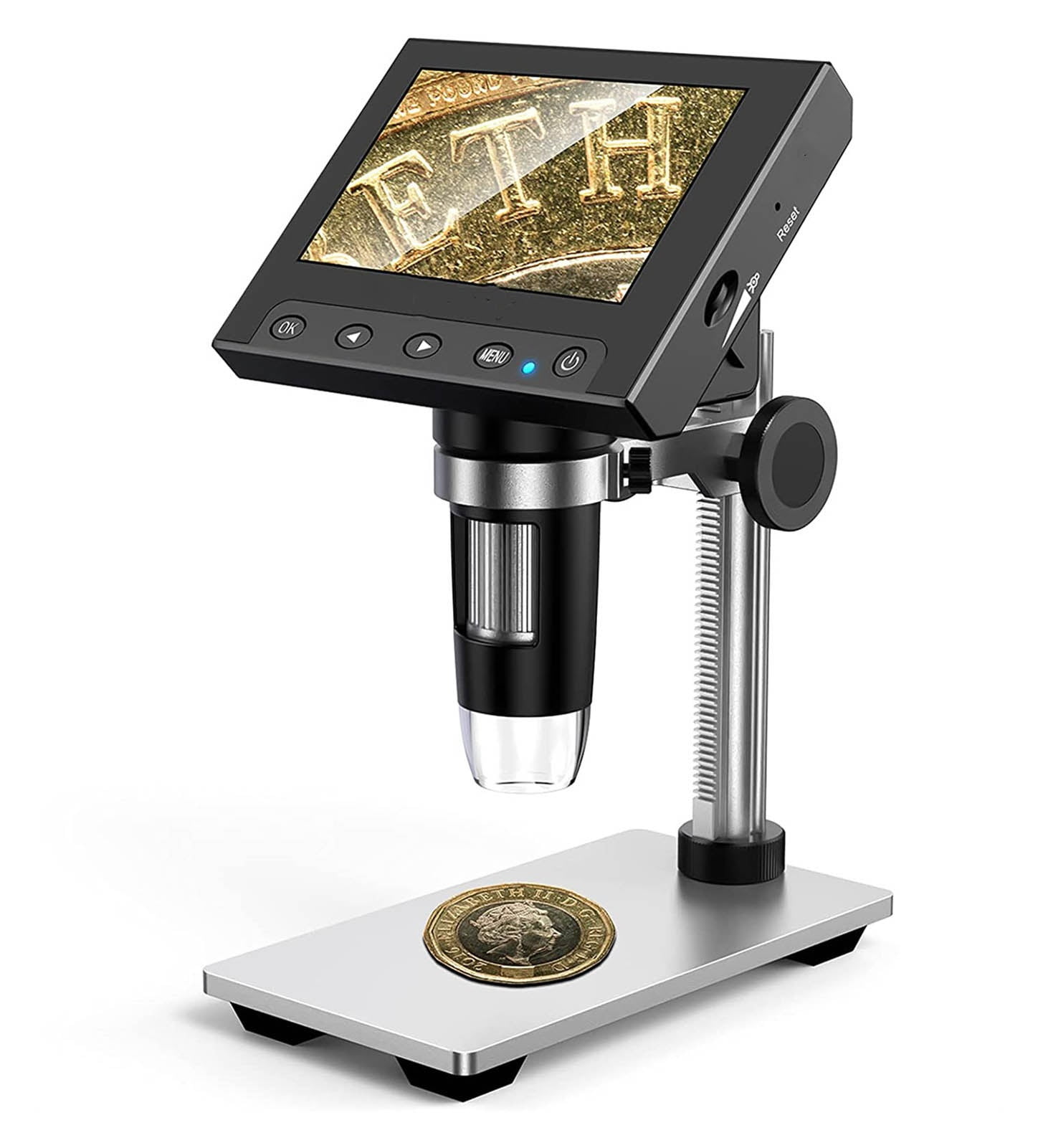 4.3" 50-1000X LCD Microscope Handheld Coin Microscope With Metal Stand ...