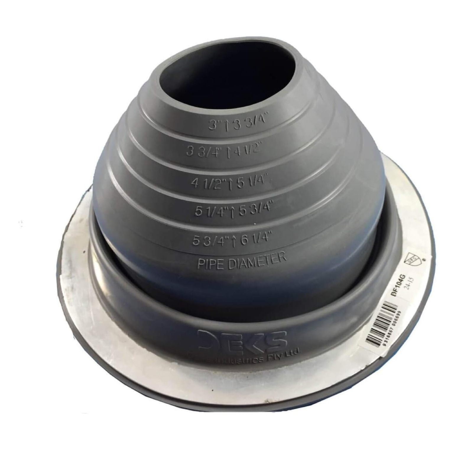 #4 (3" - 6") Round Gray EPDM Flexible Pipe Flashing Metal Roof Jack ...