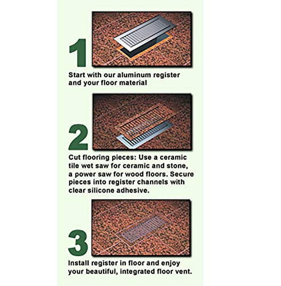 4"" 3/8" Thick Floor Vent Registers Matching Floor Tile Hardwood ...