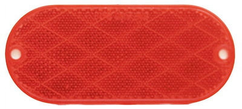 4-3/8" x 1-7/8" Red Oval Trailer Reflector Adhesive Back & Mounting Ho ...