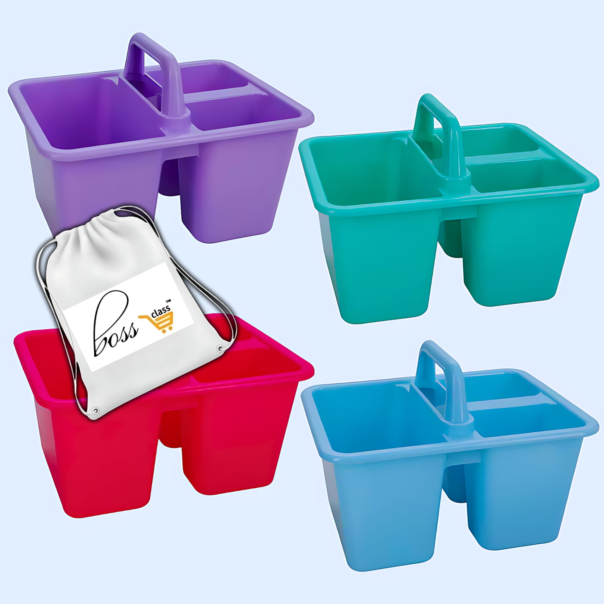 (4) 3-Compartment Small Craft Plastic Caddies with Handle, 6.25 inches ...