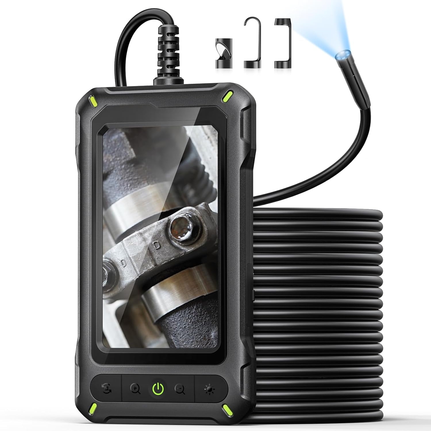 4.3” HD Screen Industrial Borescope - IP67 Waterproof 16.5FT Semi-Rigid ...