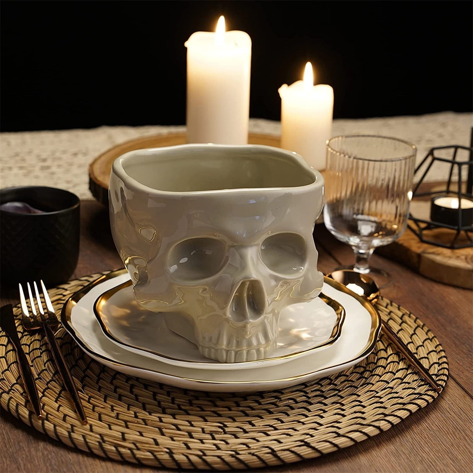 4.3" Human Skull Bowl for Eating - Food Safe Skeleton Head Pasta Bowl ...