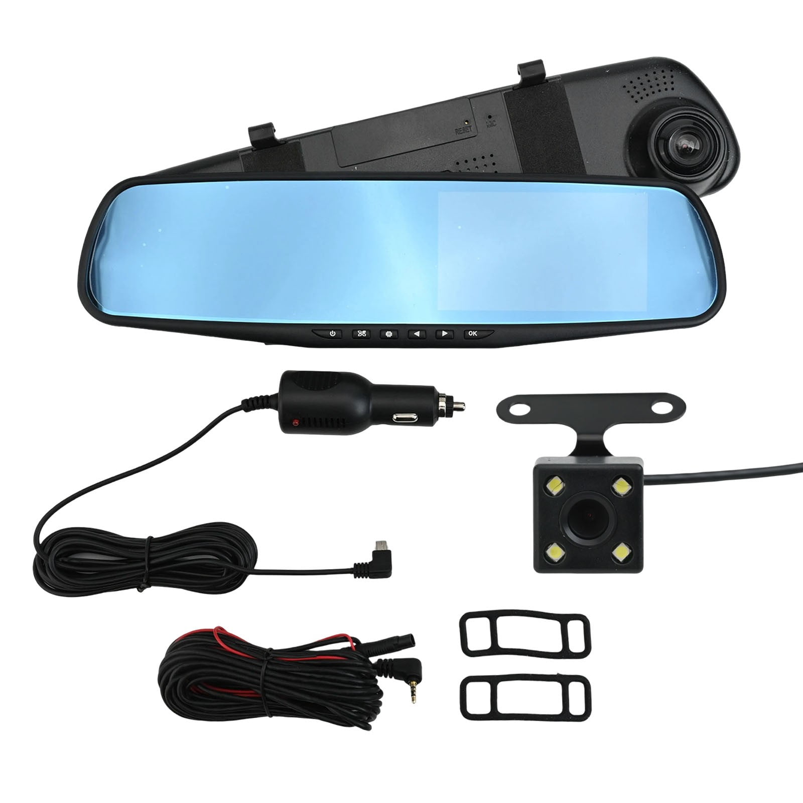 4.3-Inch 1080P Dual-Lens Car Dash Cam for Rear View Mirror - Walmart.com