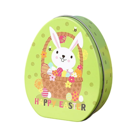 4.3-Inch Egg-Shaped Easter Bunny Metal Tin Box - Smooth-Finish Easter ...