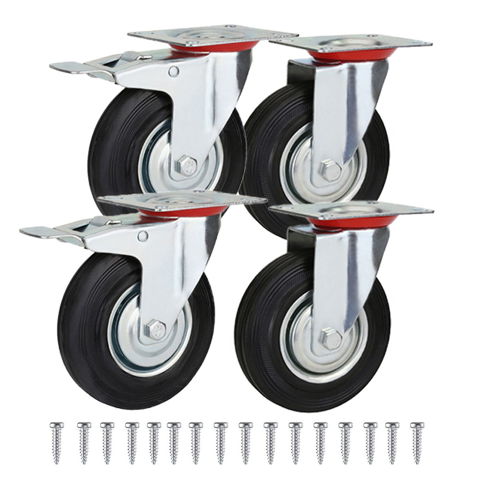 4 3-Inch Furniture Swivel Casters, 2 Flat Bottomed Swivel Casters, 2 ...