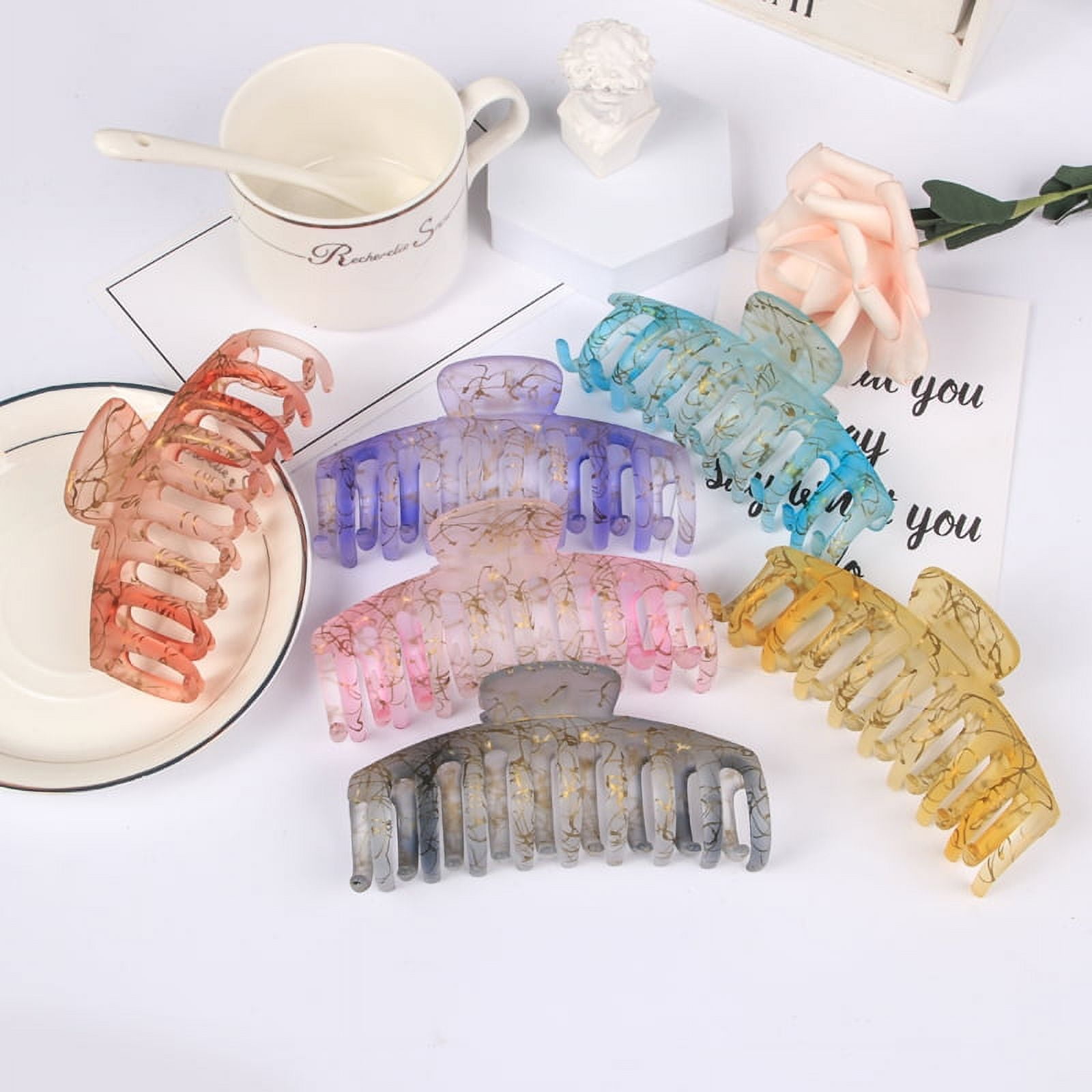 4.3 Inch Medium Hair Claw Clips 6 Pcs Rectangular Hair Clips for Thin ...