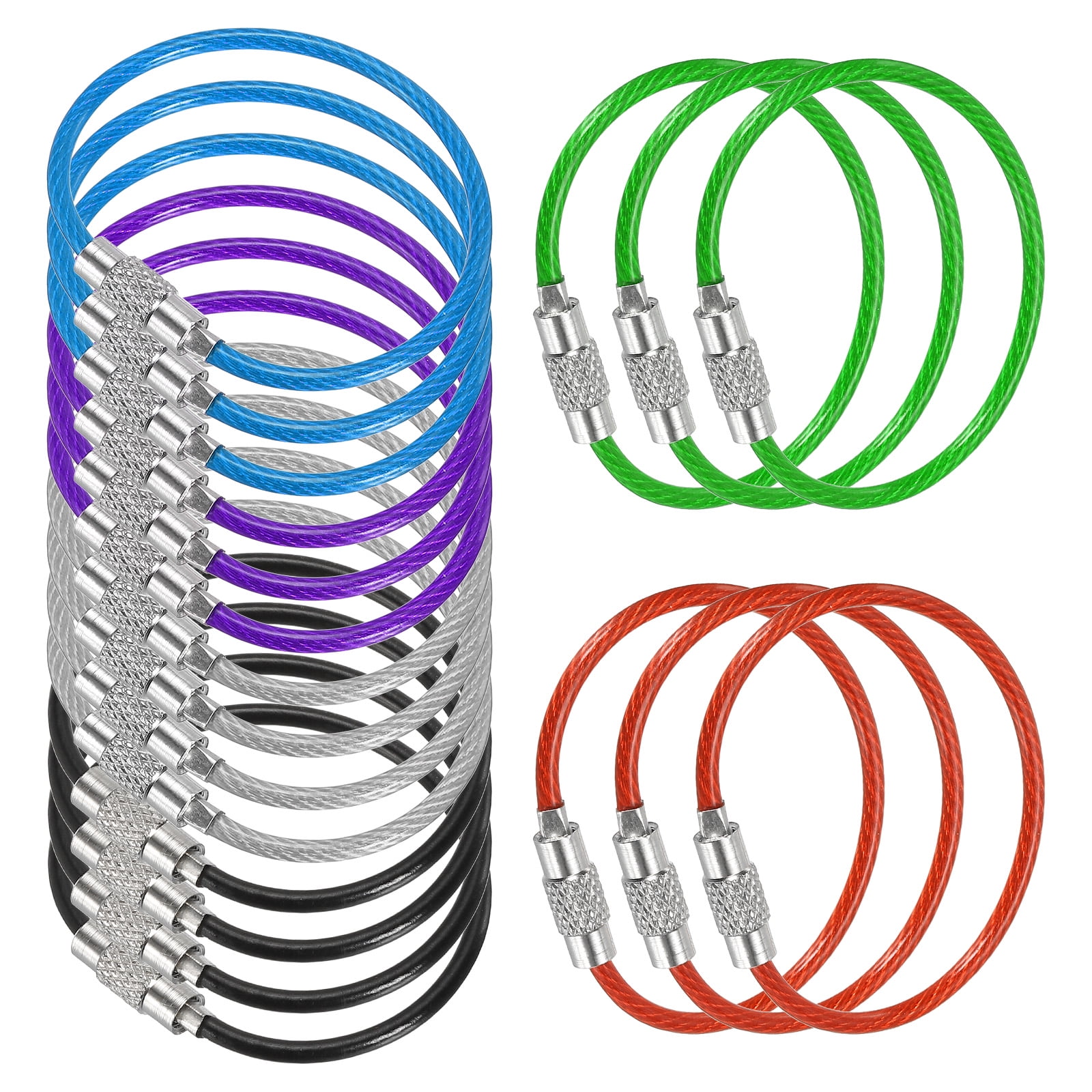 4.3 Inch Stainless Steel Wire Keychain Cable Key Ring Loop, Multicolor ...