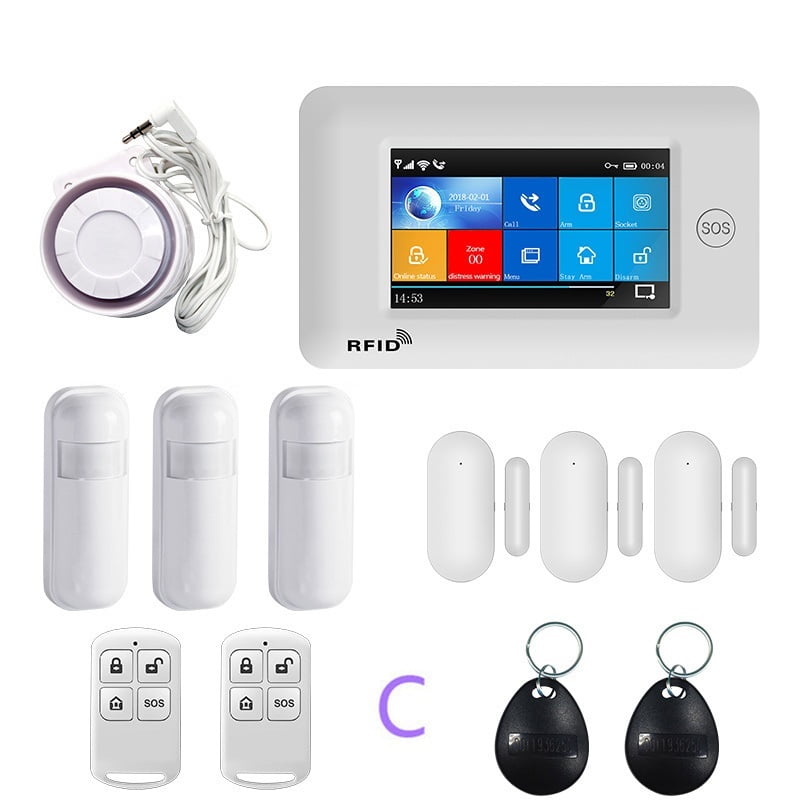 4.3 Inch Touch Panel WIFI GSM Wireless Burglar Home Security Alarm ...