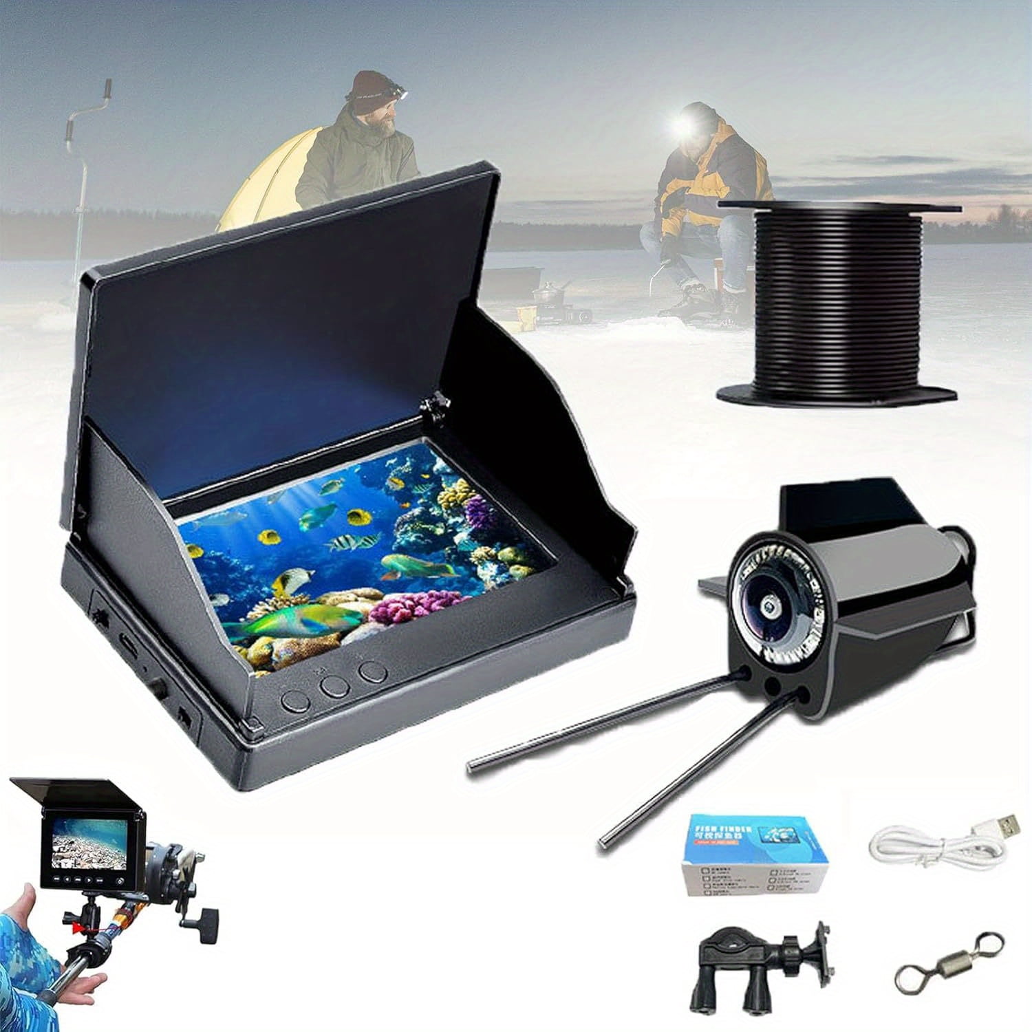 4.3" Single-Sided Shielding Fishing Camera Set - Fish Attracting Lights ...