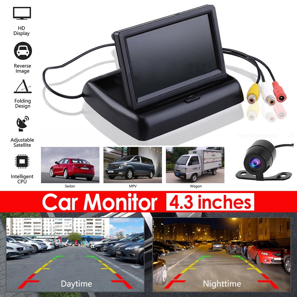 4.3" TFT LCD Foldable Car Monitor Rear View Backup Camera HD Parking ...
