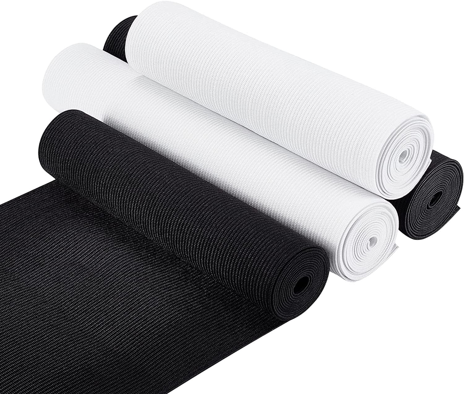 4.3 Yards 2 Size White & Black Elastic Band Heavy Stretch High ...