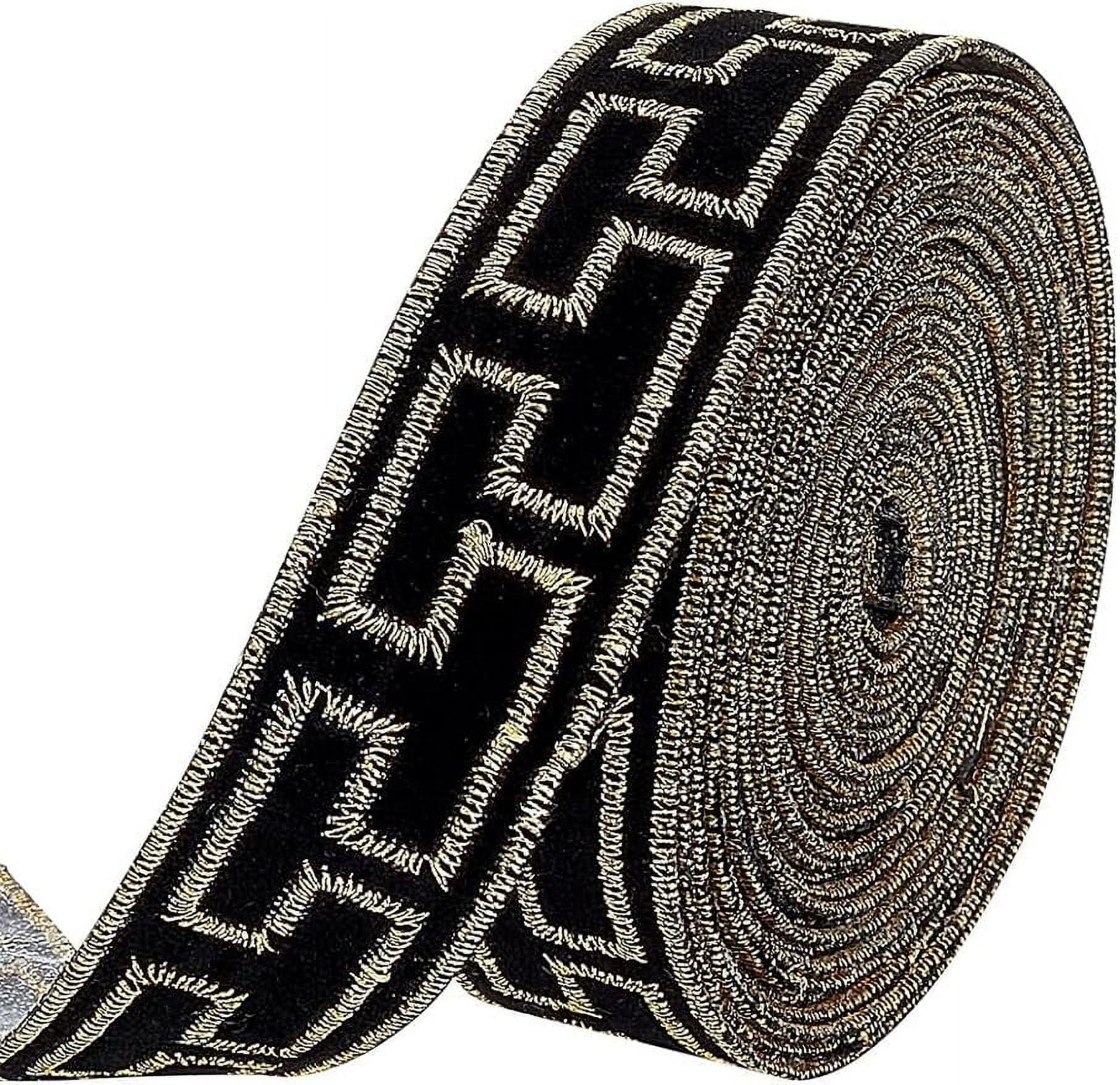 4.3 Yards 23mm Vintage Jacquard Ribbon Iron On Embroidered Ribbon Black ...