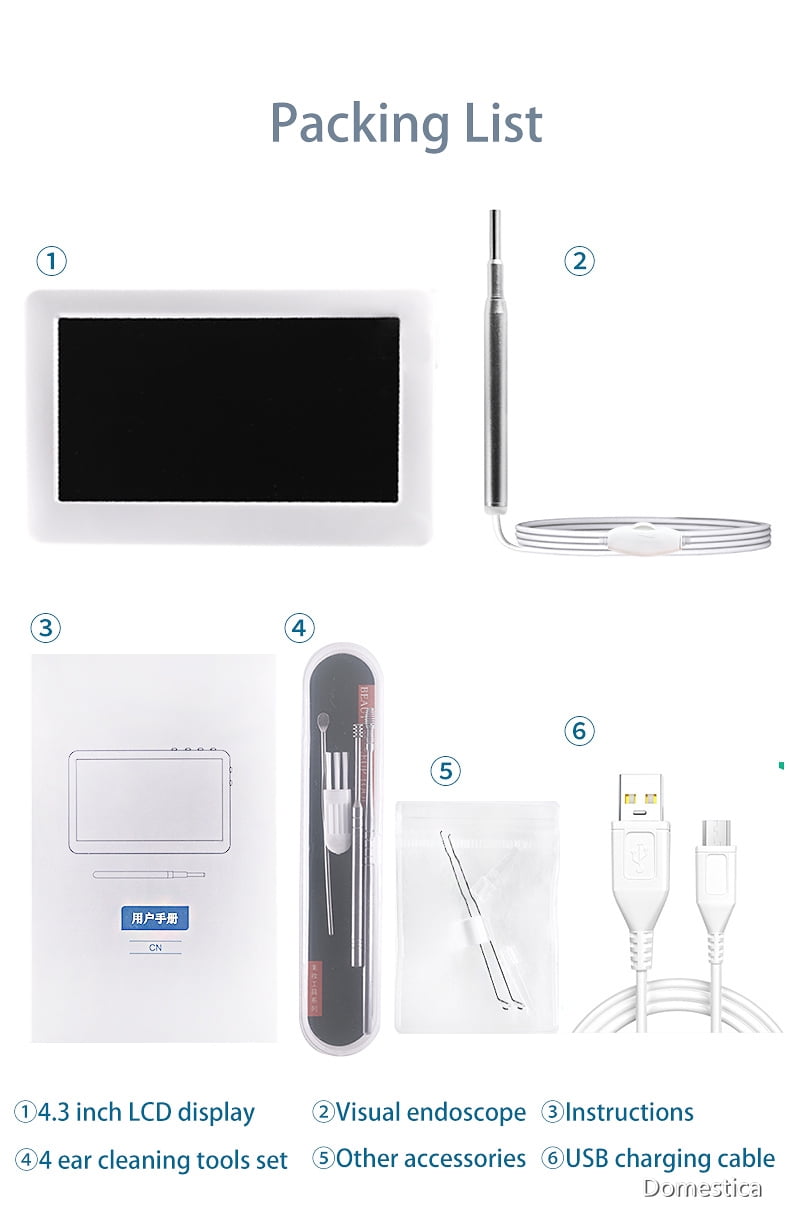 4.3-inch visual ear pick smart wifi with screen otoscope hd luminous ...