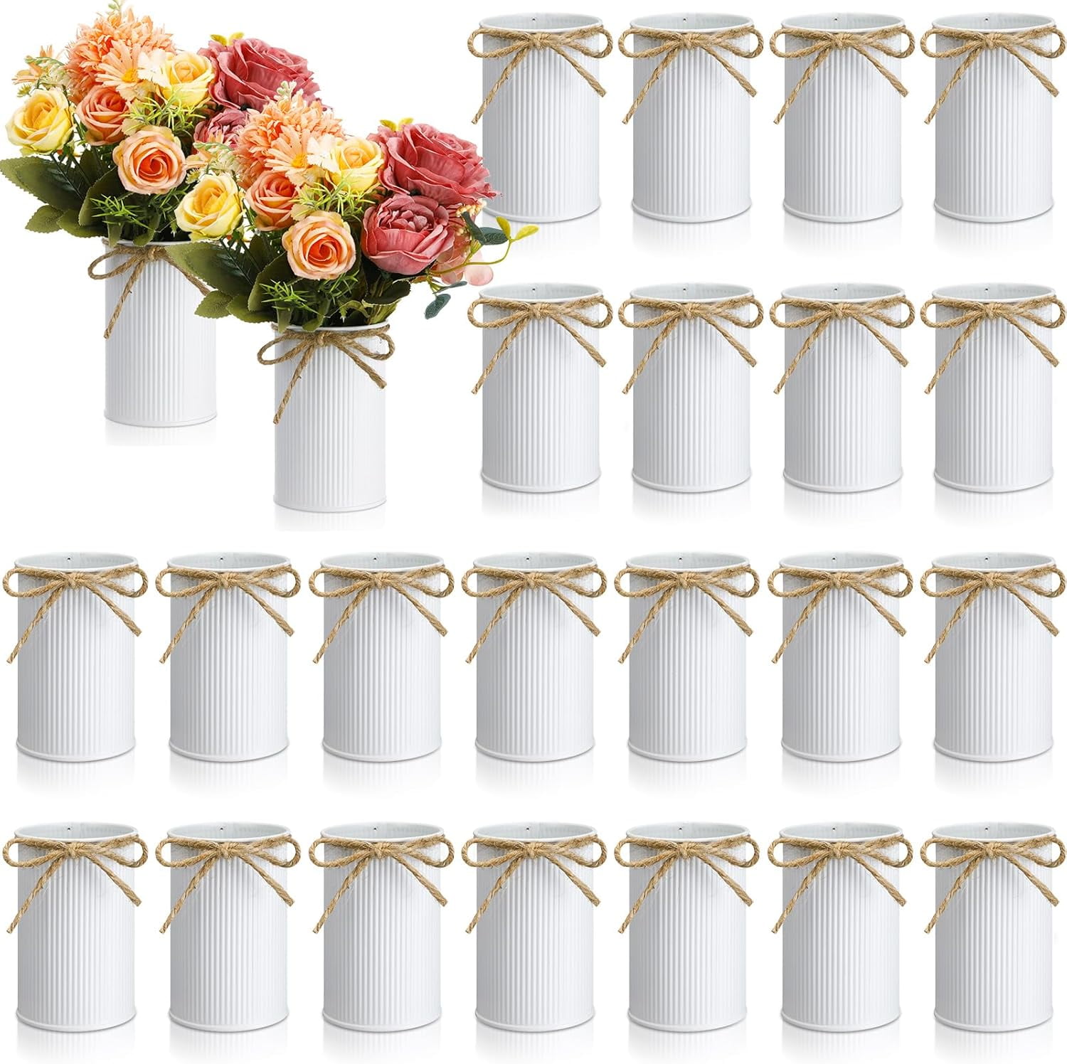 4.33 Inch High Farmhouse Vase Decor Vintage Flower Vase with Twine Bow ...