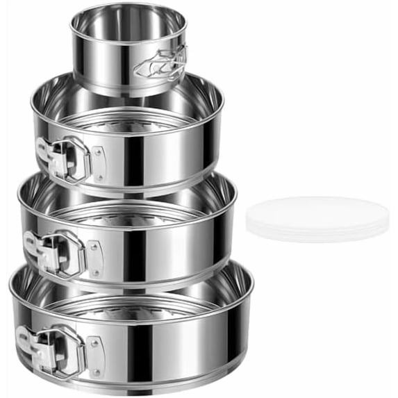 4" 7" 9" 10" Springform Pans Set of 4, Stainless Steel Cheesecake Pan ...