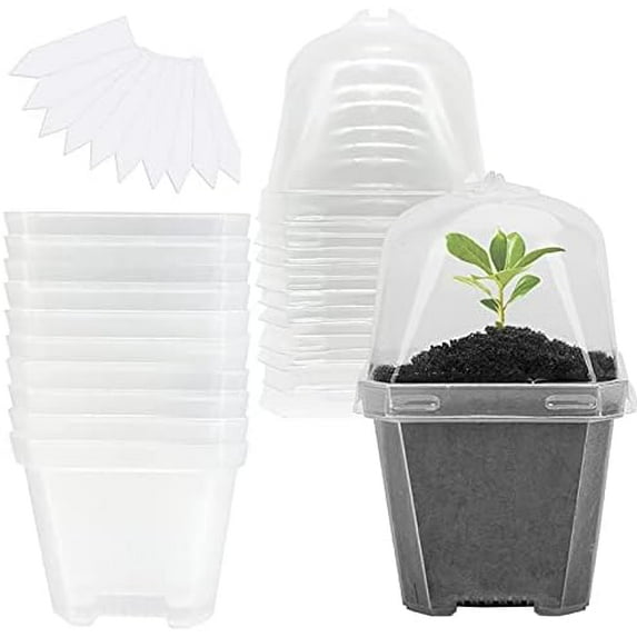 4" Clear Plant Nursery Pots with Humidity Dome, 10PCS Plastic Gardening ...