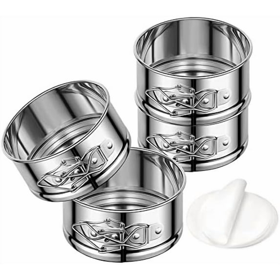 4" Springform Cake Pan, 4 Pcs Stainless Steel Springform Pans with 50 ...
