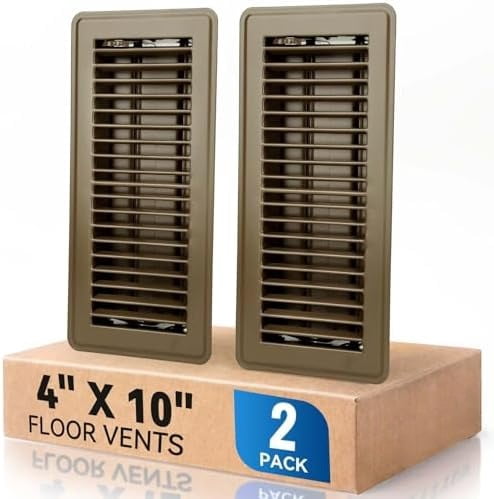 4" x 10" Floor Register Vent Covers 2-Pack, Walkable Powder-Coated ...