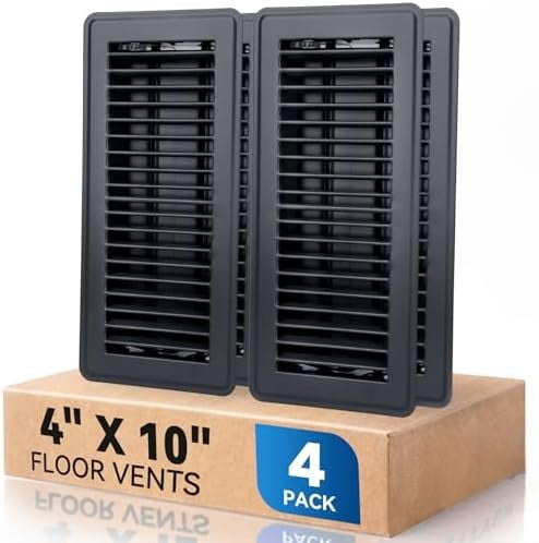 4" x 10" Floor Register Vent Covers 4-Pack, Walkable Powder-Coated ...