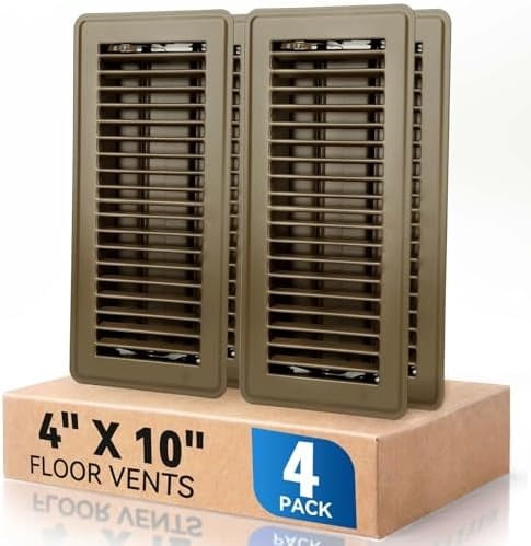 4" x 10" Floor Register Vent Covers 4-Pack, Walkable Powder-Coated ...