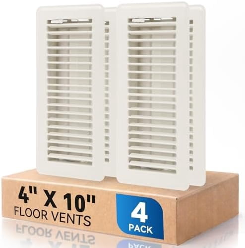 4" x 10" Floor Register Vent Covers 4-Pack, Walkable Powder-Coated ...