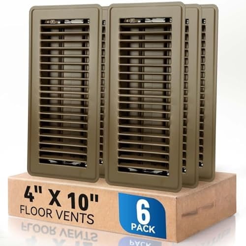 4" x 10" Floor Register Vent Covers 6-Pack, Walkable Powder-Coated ...