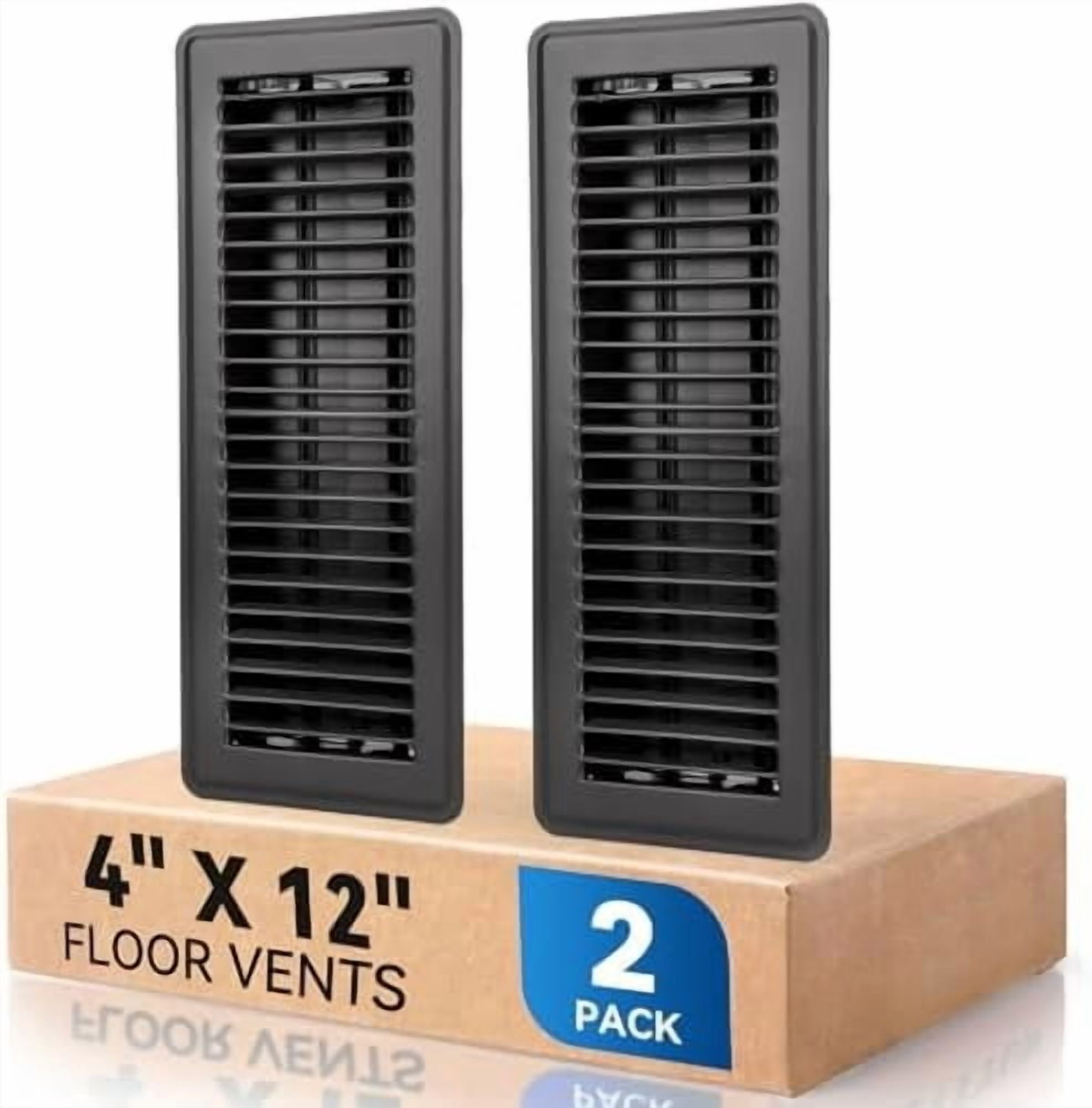 4" x 12" Floor Register Vent Covers 2-Pack, Walkable Powder-Coated ...