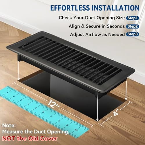 4" x 12" Floor Register Vent Covers 4-Pack, Walkable Powder-Coated ...