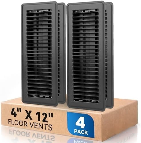 4" x 12" Floor Register Vent Covers 4-Pack, Walkable Powder-Coated ...