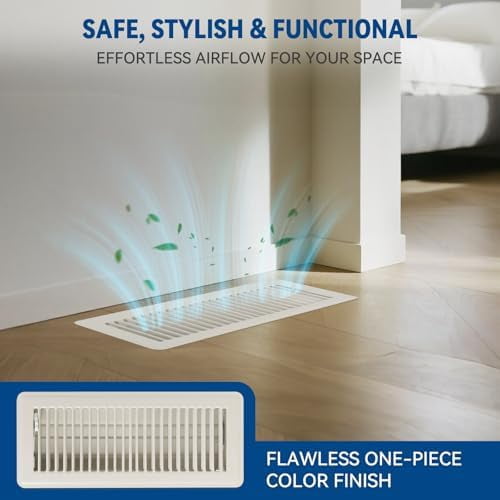 4" x 12" Floor Register Vent Covers 4-Pack, Walkable Powder-Coated ...