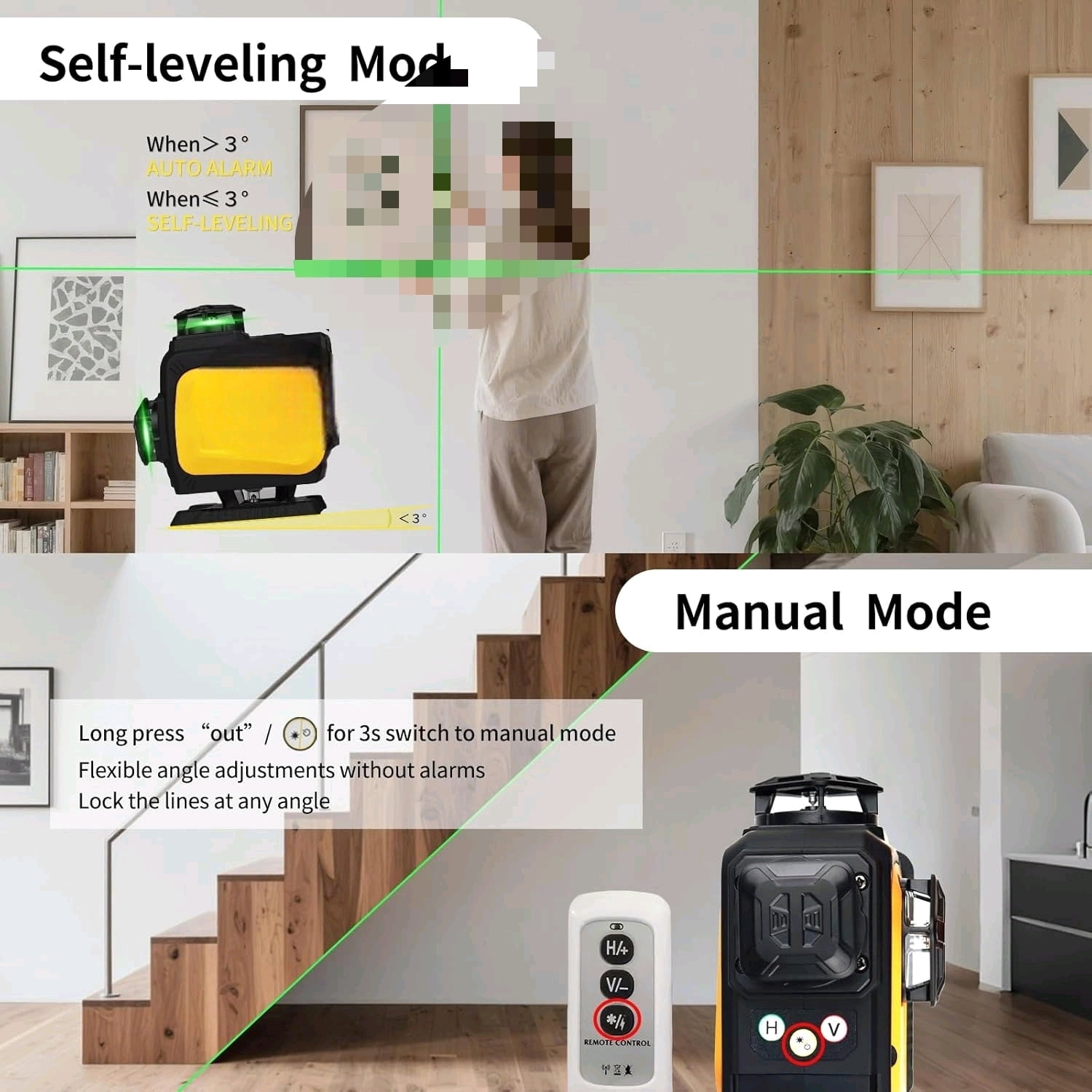 4 360 Laser Level with Rotatable Window - 4D Self Leveling Laser Level ...