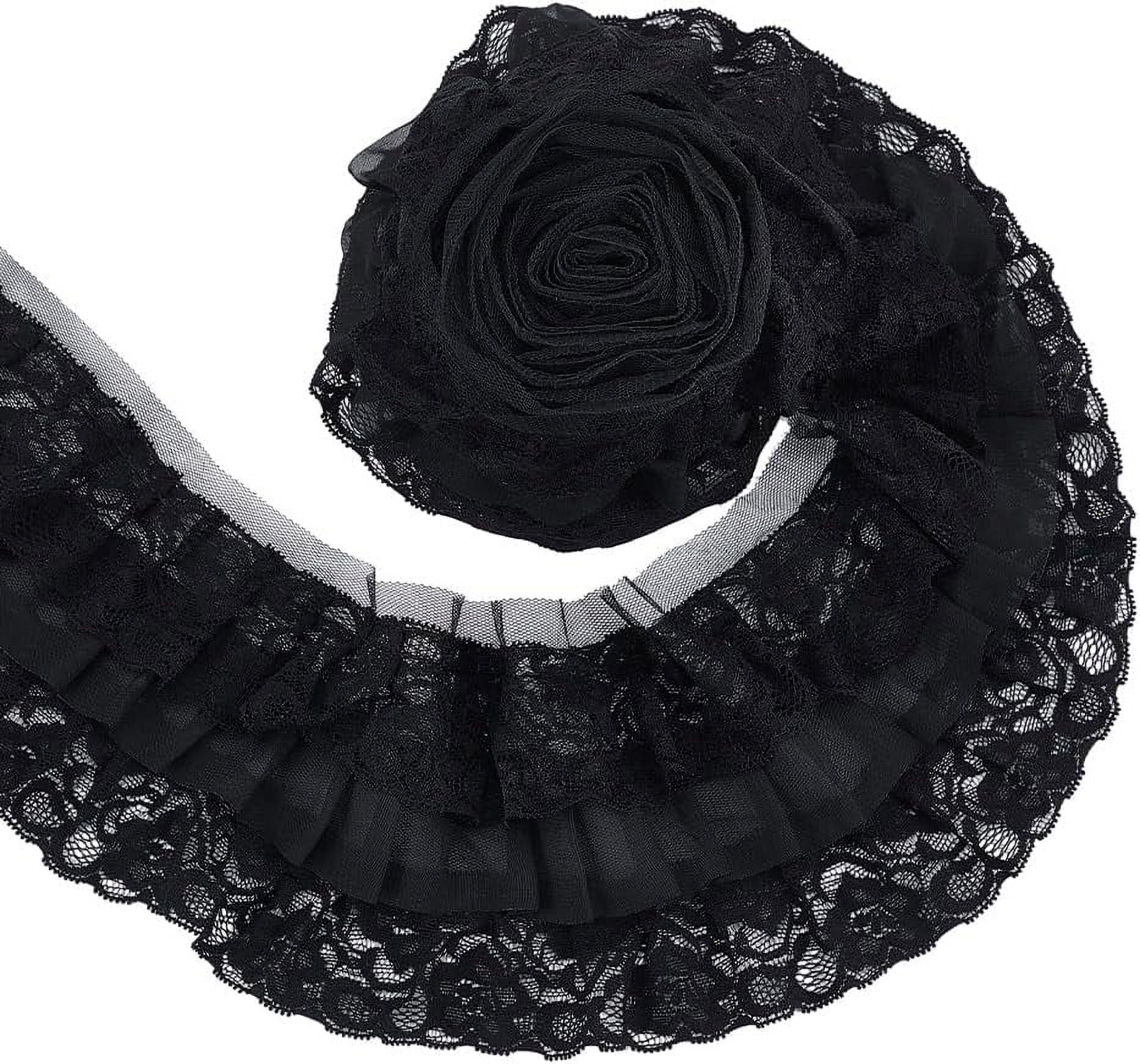 4.37 Yards 3 Layer Pleated Organza Lace Edge Trim 4 Inch Wide Gathered ...