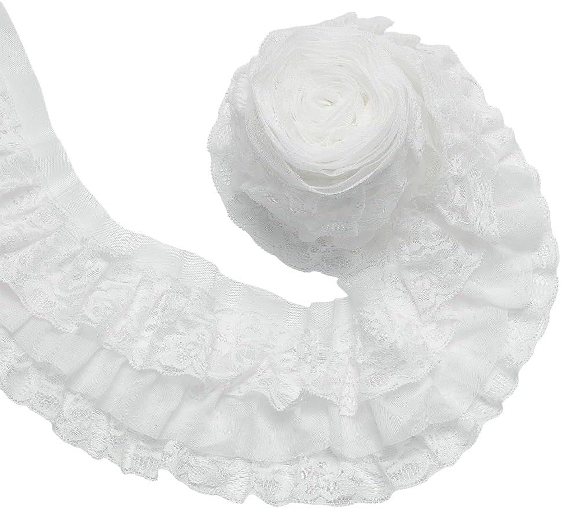 4.37 Yards 3 Layer Pleated Organza Lace Edge Trim 4 Inch Wide Gathered ...