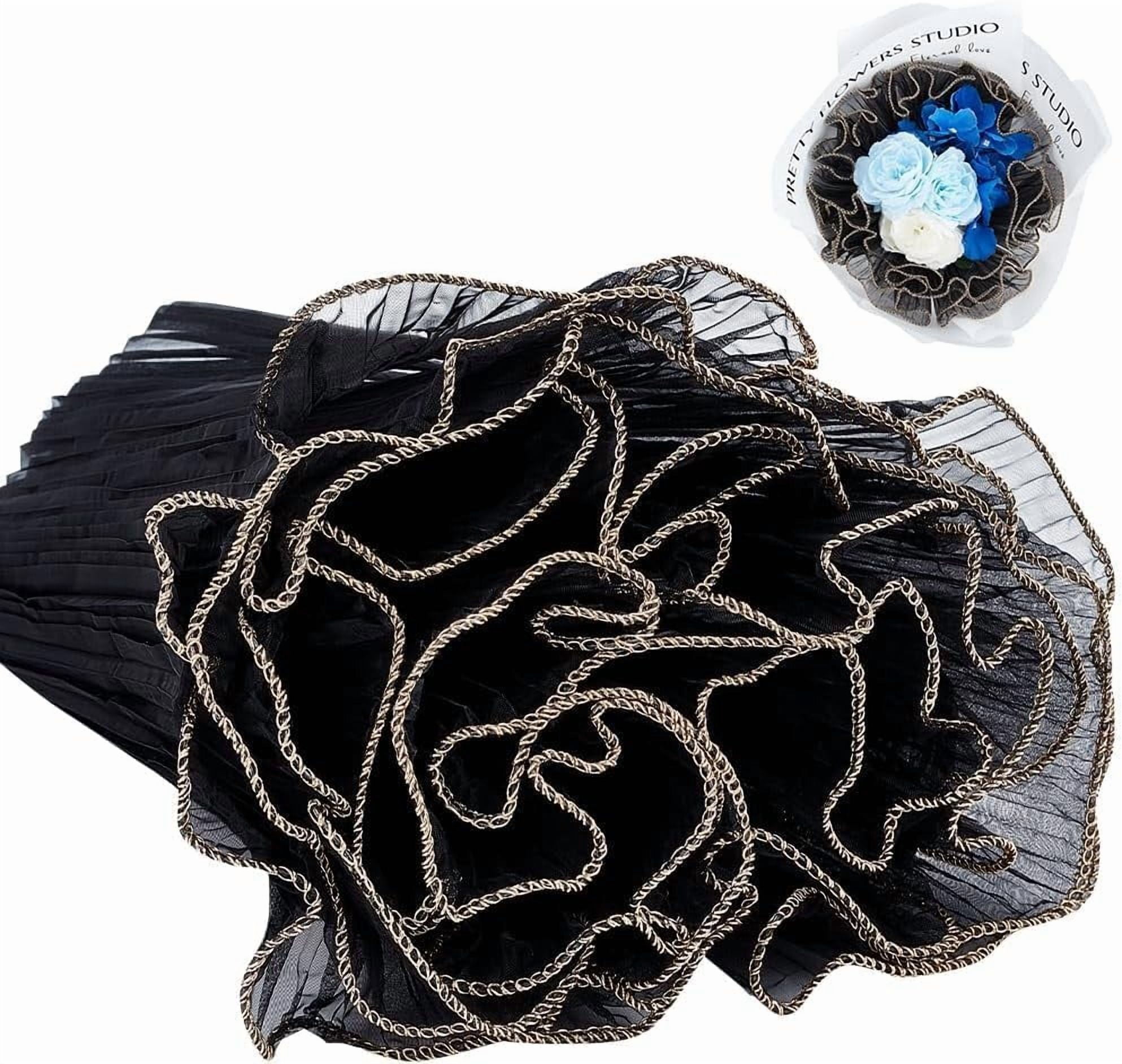 4.37 Yards Flower Wrapping Mesh Paper 11 Inch Black Bouquet Packaging ...